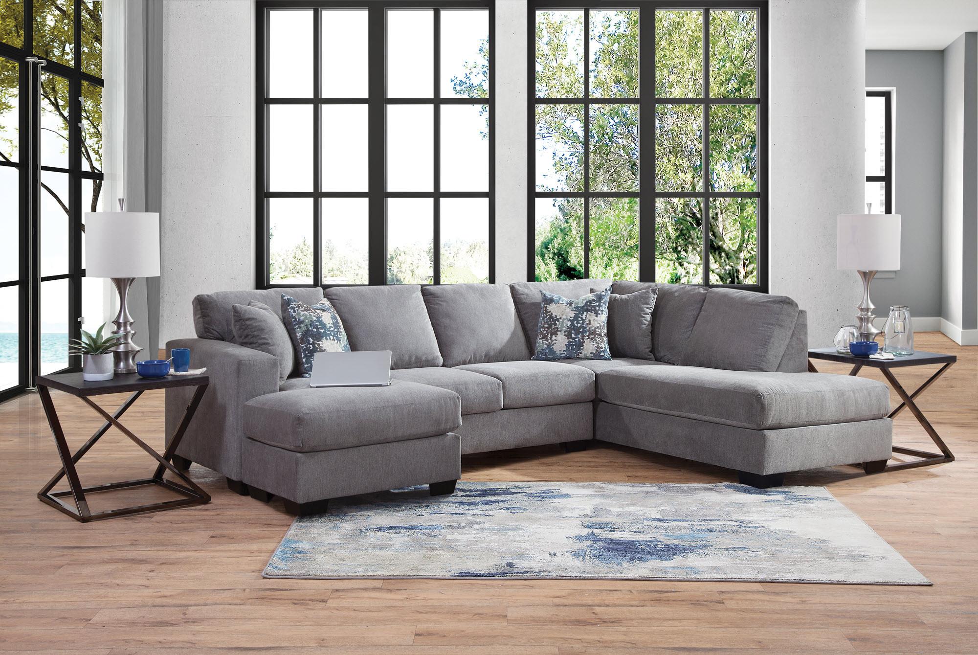 Rent to Own Woodhaven Jillian Graphite Sofa Chaise w/Lounger at Aaron's today!
